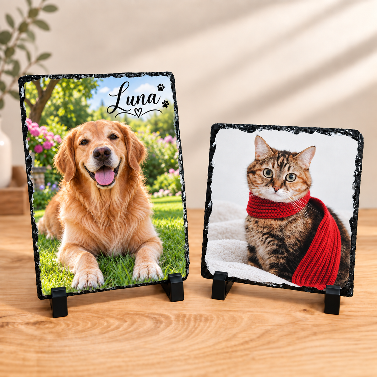 Slate Pet Photo With Optional Text — Risky T's